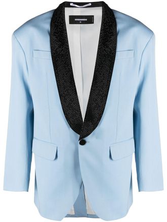 Dsquared2 blazer boutonn&eacute; &agrave; ornements en cristal - Bleu