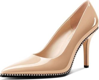 Castamere Femmes Fermé Pointu Bout Slip-on Haut High Aiguille Talon Heel Escarpins Décontracté Dress Chaussures 9 CM Heels Nude 37 EU