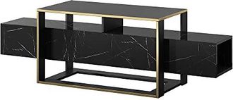 Selsey Excelsum - TV-Schrank / TV Lowboard -160 cm - schwarzer Marmor mit Schließfach