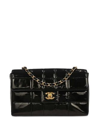 Chanel sac port&eacute; &eacute;paule Choco Bar Single Flap (2002) - Noir