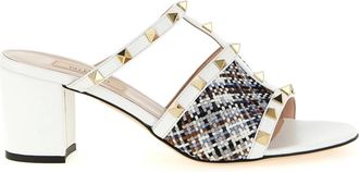 Valentino Garavani Femme, Chaussures, Blanc, Taille: 41 EU Rockstud Raffia Slide
