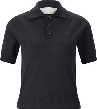 Ami Homme, Tops, Noir, Taille: XS Polo Essentiel