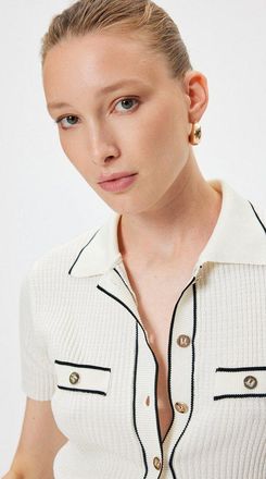 Koton Kurzarmpullover Polokragen Mit Knöpfen