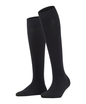 Falke Damen Kniestrümpfe Fine Softness 50 DEN W Kh halb-blickdicht lang einfarbig 1 Paar, Schwarz Black 3000, 35-38
