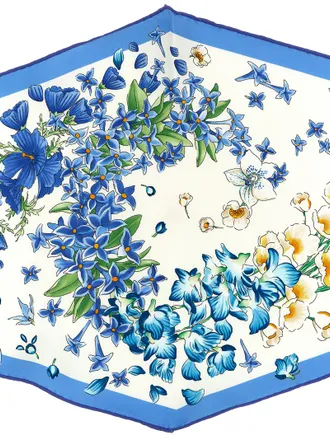 Ferragamo Silk Floral Foulard Scarf - Blue