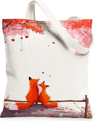 Generic Sacs fourre-tout romantiques en toile, motif animal mignon, sacs d&eacute;picerie r&eacute;utilisables, motif floral printanier, toile l&eacute;g&egrave;re et lavable pour les vo