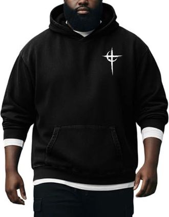 Generic Sweat &agrave; capuche J&eacute;sus pour homme - Sweat-shirt graphique dautomne imprim&eacute; croix chr&eacute;tienne avec cordon de serrage - Haut tendance pour les vacances au
