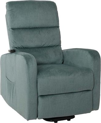 Hhg Fernsehsessel HHG 707, Sessel Relaxsessel TV-Sessel, Liegefunktion Aufstehhilfe elektrisch, Metall Chenille blau-gr&uuml;n