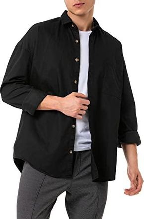 Red Bridge Redbridge Chemise en jean de qualité supérieure - Manches longues - Oversized, Noir, XL