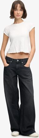 Superdry jean baggy taille mi-haute d&eacute;lav&eacute; noir vintage