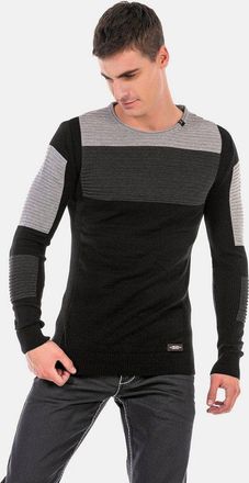 Cipo & Baxx Rundhalspullover Pullover (1-tlg) in extravagantem Strickdesign, CP247