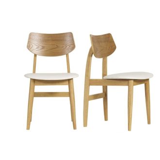 Miliboo Miliboo - Chaises scandinaves en bois clair et blanc (lot de 2) elion