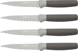 Berghoff BergHoff Steak Messer 4-teilig (Barbecue-Messer, Fleischmesser, Soft Touch Griff, Besteck-Set, Pizzamesser, Steakbesteck, Geschenkidee BBQ) 3950046