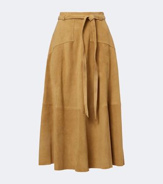 Polo Ralph Lauren Jupe midi en daim &agrave; ceinture