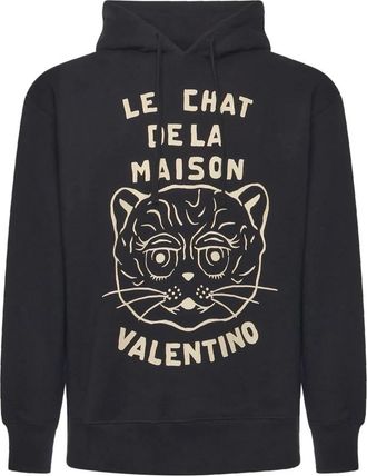 Valentino Garavani Homme, Sweatshirts et sweats &agrave; capuche, Noir, Taille: XL Le Chat de la Maison Sweat &agrave; capuche