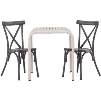 ebuy24 Borneo Gartenset Tisch, 2 St&uuml;hle beige,dunkel grau