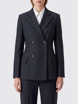 Tela Blazer court crois&eacute; en m&eacute;lange de laine coupe slim &agrave; revers en pointe