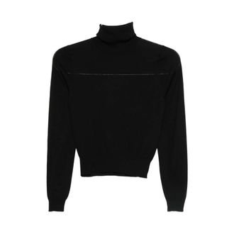Goes Botanical Streifendetail Rollkragenpullover - - Knitwear - Damen - Schwarzk - 2XL
