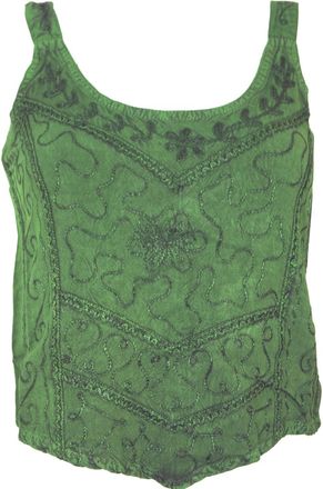 Guru Shop Besticktes Top Boho Chic, Hippie Top - Grün, Damen, Synthetisch
