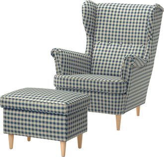 IKEA STRANDMON Ohrensessel mit Hocker