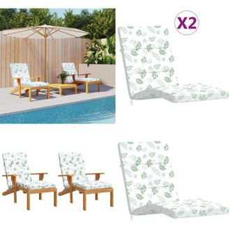 vidaXL Coussins de chaise longue lot de 2 motif de feuilles - Coussin De Chaise Longue - Coussin Dext&eacute;rieur - Coussin De Jardin - Coussin De Terrasse