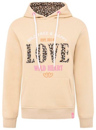 Zwillingsherz Hoodie Wild Love mit Wording Leo Love und Stickerei