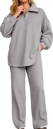 Generico Ensemble de 2 pantalons &eacute;l&eacute;gants pour femme en tricot pour la maison V&ecirc;tements de sport dhiver, gris, Taille Unique