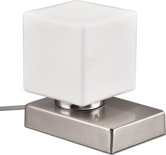 Trio Leuchten Tischleuchte Till II 590200107, Metall Nickel matt, Glas wei&szlig; opal, exkl. 1x E14, On/Off Touch