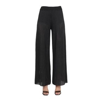Fabiana Filippi Femme, Pantalons, Noir, Taille: 36 FR Wide-Leg Striped Knit Pants