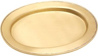 NKlaus Klassisches Tablett oval 9x5,5cm Messing Gold Schmuckablage Kerzenteller Deko Oberfl&auml;che glatt 10515