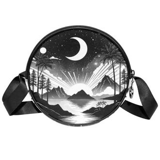 Generic Sac &agrave; bandouli&egrave;re rond pour femme, petit sac &agrave; bandouli&egrave;re avec fermeture &eacute;clair et bretelles r&eacute;glables style d&eacute;contract&eacute; pour femmes et filles