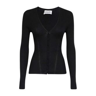 Lanvin Femme, Pulls, Noir, Taille: 38 FR Cardigan à Col en V et Manches Longues