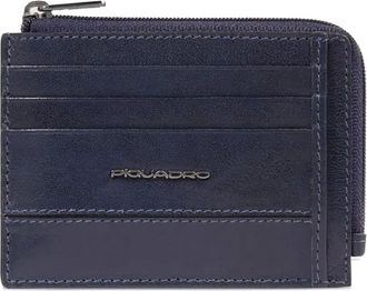 Piquadro porte-cartes en cuir - Bleu