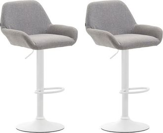 Clp 2er Set Barhocker Braga Stoff grau weiß