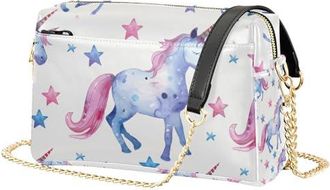 Mnsruu Sacs à bandoulière pour femme, sac à main en cuir aquarelle, licorne, étoile, sac à main