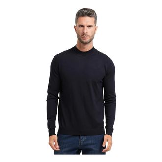 HUGO BOSS Pull col roul&eacute; c&ocirc;tel&eacute; coupe ajust&eacute;e - Homme - Pulls - Bleu - Taille: 2XL