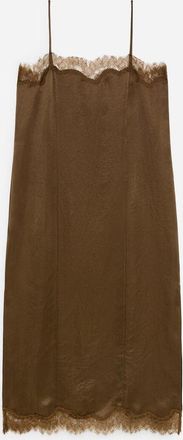 Arket Slipkleid Mit Spitze -Braun