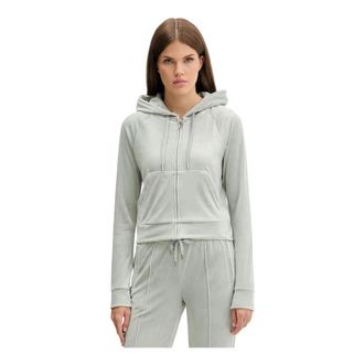 Juicy Couture Outline Diamant&eacute; Velour Zip-Through Hoodie - - Sweatshirts & Hoodies - Damen - Grau - XS