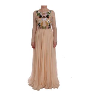 Dolce & Gabbana Rosa Blumen Kristall A-Linie Maxikleid - - Dresses - Damen - Rosa - XS