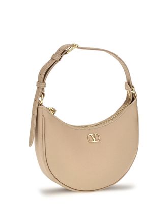 Valentino Garavani Womens Mini Hobo Vlogo Signature Shoulder Bag Rose Sand Calf Leather Bos Taurus