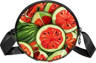 Generic Petit sac &agrave; bandouli&egrave;re rond pour femme, motif past&egrave;que, fruits et past&egrave;ques, sac &agrave; dos avec fermeture &eacute;clair, bretelles r&eacute;glables, sac &agrave; main rond d&eacute;