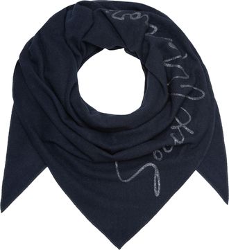 soccx Damen Dreieckstuch aus Flauschstrick mit Glitter Print Blue Navy, None