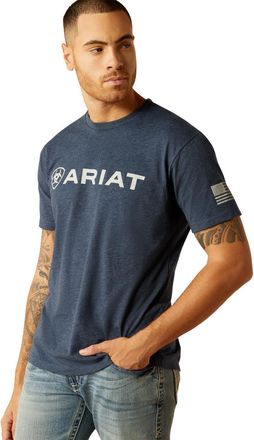 Ariat Ariat Herren Shield Flag T-Shirt, Marineblau, meliert, Mittel