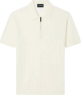 Emporio Armani Homme, Tops, Blanc, Taille: XL Zip Polo
