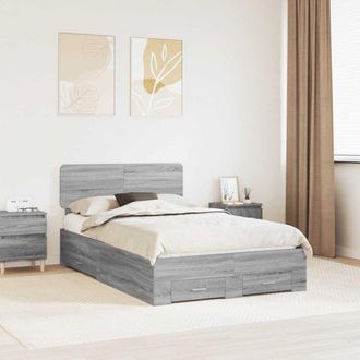 vidaXL vidaXL Cadre de lit Gris Sonoma 120 x 190 cm Bois ding&eacute;nierie