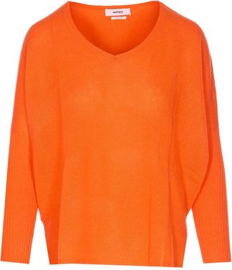 Not Shy Kaschmirpullover mit V-Ausschnitt - Orange
