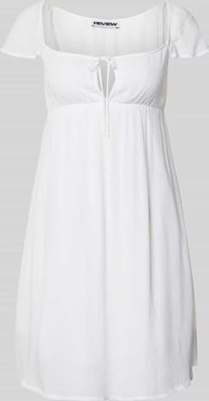 Review Babydoll Kleid aus Viskose mit Karree-Ausschnitt und Schleife