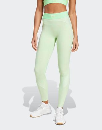 adidas adidas Performance - Hyperglam - Gerippte Leggings in Semi Green Spark / Lime Burst-Gr&uuml;n
