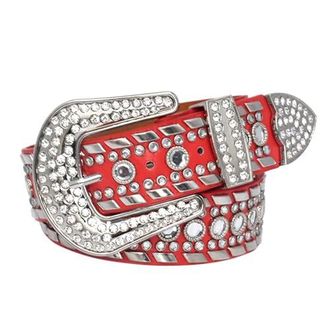 Generic Ceinture Elastique - Ceinture pour femme en cuir brillant &agrave; la mode avec boucle argent&eacute;e &eacute;l&eacute;gante pour jeans et pantalons d&eacute;contract&eacute;s