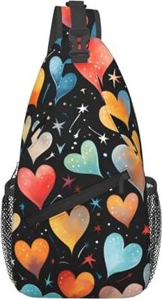 Generic Sacoche Bandouliere Motif p&ecirc;che en forme de coeur color&eacute; R&eacute;glable Sac De Poitrine Casual Cross Body pour &eacute;cole Homme Cyclisme